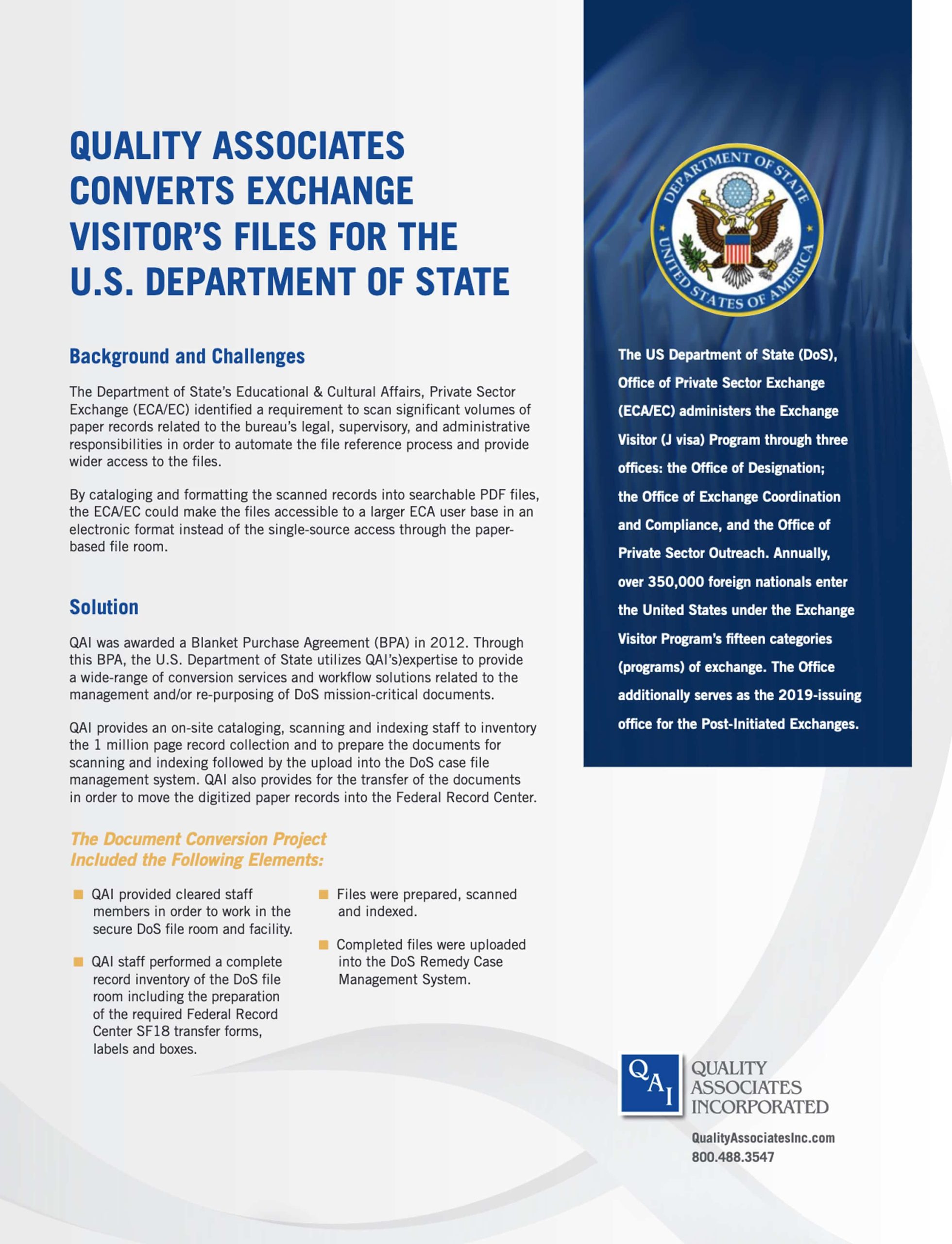 QAI Converts Files for State Department | Quality Associates Inc.
