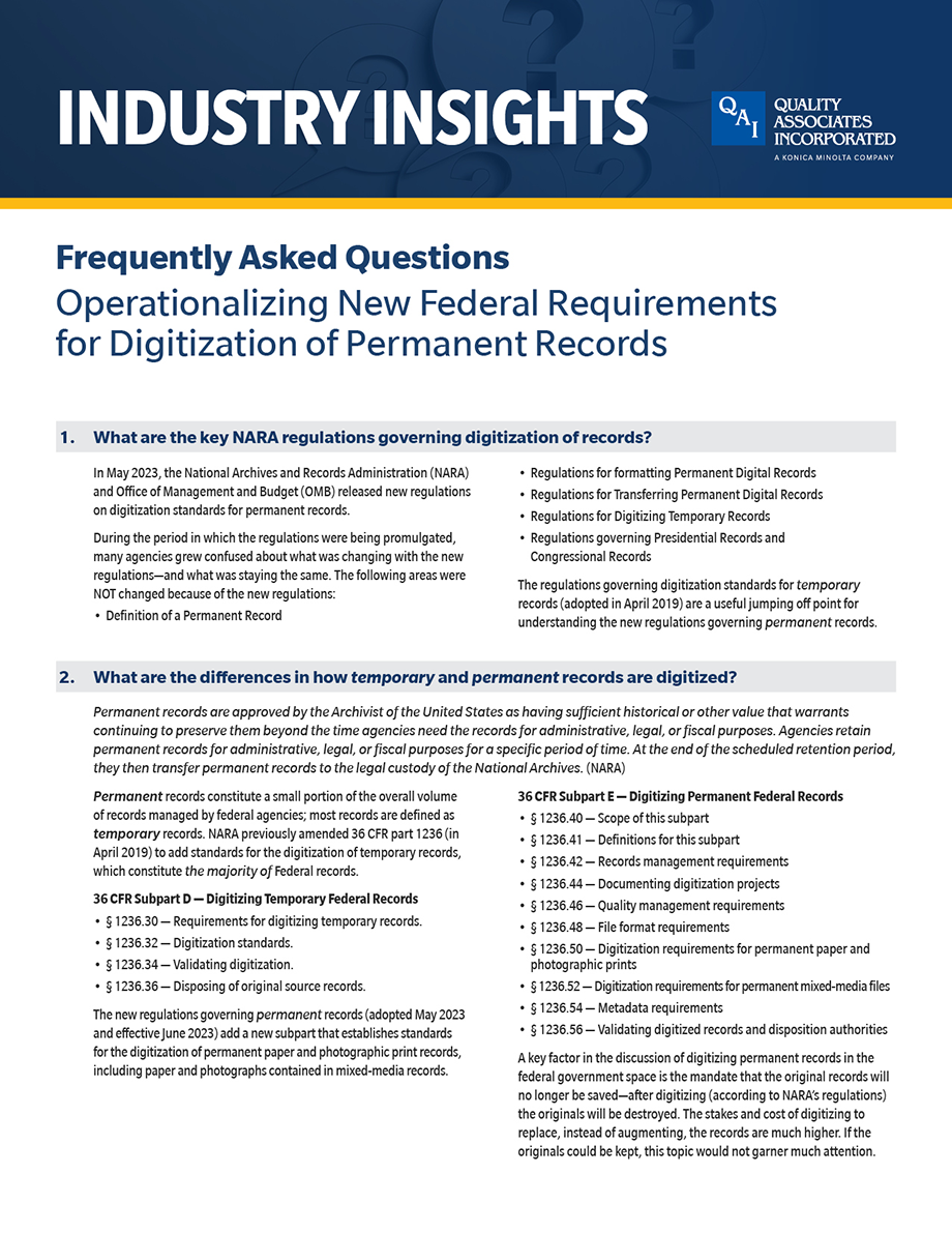 Operationalizing Federal Requirements | Quality Associates Inc.